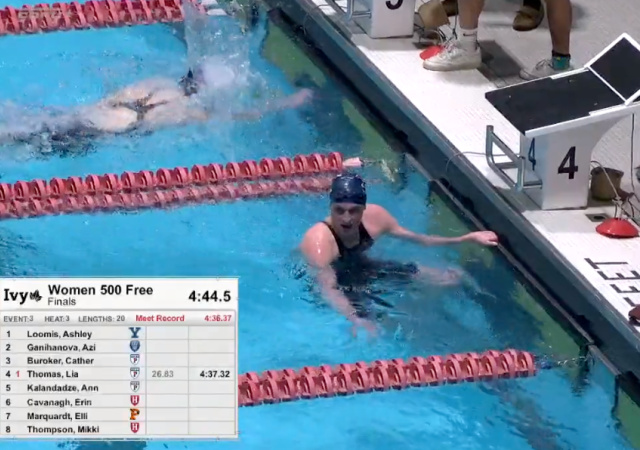 Penn Transgender Swimmer Lia Thomas Breaks Record in 500 Freestyle Win ...
