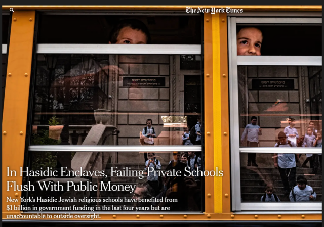 NY Times Hit Piece On Hasidic Education Published On Eve Of NY Regents ...