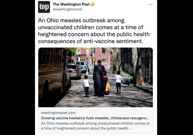 WaPo Uses Picture of NYC Orthodox Jews for Story About Ohio Measles ...