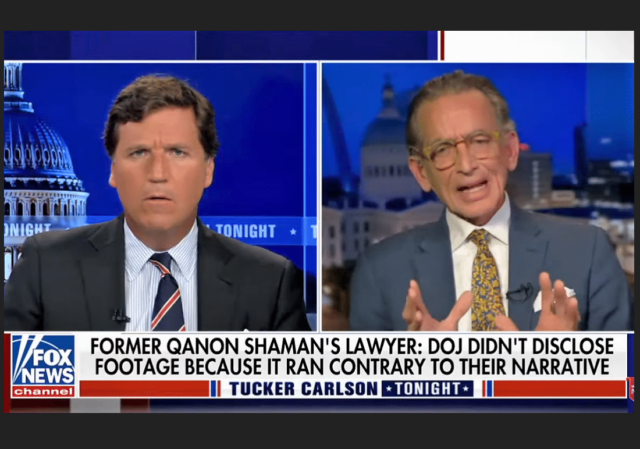 “QAnon Shaman” Lawyer: Feds Withheld Exculpatory Video Shown On Tucker
