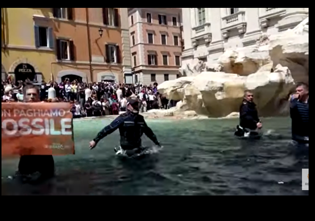 Climate Protestors Pollute Rome’s Iconic Trevi Fountain