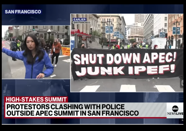 Protestors Clash with San Francisco Riot Police Outside the APEC Summit