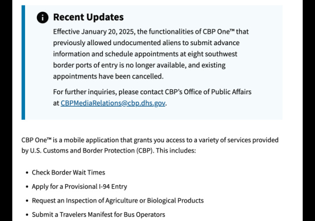 Trump Shuts Down CBP One App Used to Parole Illegal Aliens Into U.S.