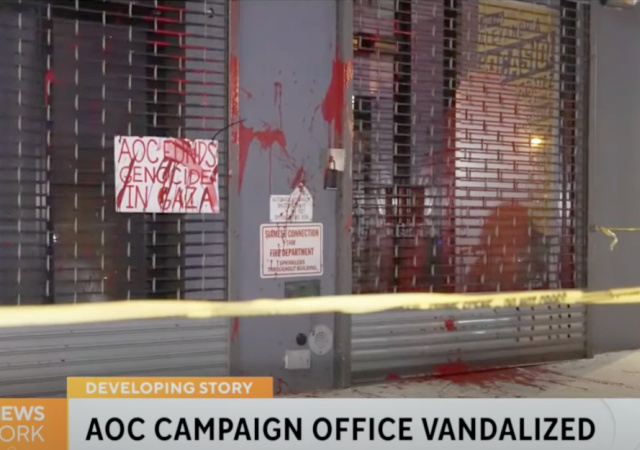 AOC’s Bronx Office Vandalized: ‘Funds Genocide in Gaza’